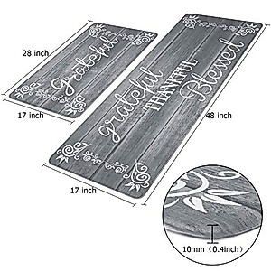 HEBE Anti Fatigue Kitchen Rug Sets 2 Pieces Non Slip Cushioned Kitchen Mats for Floor Waterproof Farmhouse Kitchen Rugs and Mats Set Comfort Standing Desk Mats for Office,Laundry Room