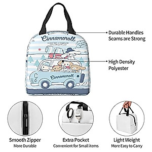 BAMUTECH Insulated Lunch Box Lunch Bags - Portable & Spacious Reusable Adults Tote Bag For Women,Men,Boys,Girls, Blue, 8.5in x 8in x 5in