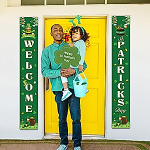 Epessa St Patricks Porch Sign, Irish Hanging Banner, Lucky Banner Decor, Happy St. Patrick's Day Porch for Home Wall Door Tree Classroom Office