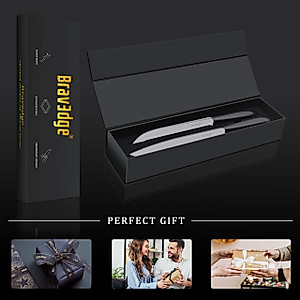 Bravedge Chef Knife Set, 8'' Chef Knife and 7'' Santoku Knife, 2 Pieces Kitchen Knives with Gift Box, Kitchen Knife Sets with Ultra Sharp High Carbon Stainless Steel and Ergonomic Handle