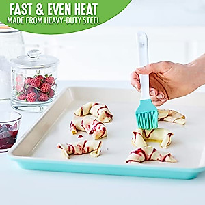 GreenLife Bakeware Healthy Ceramic Nonstick 18.5" x 13.5" Half Cookie Sheet Baking Pan, PFAS-Free, Turquoise