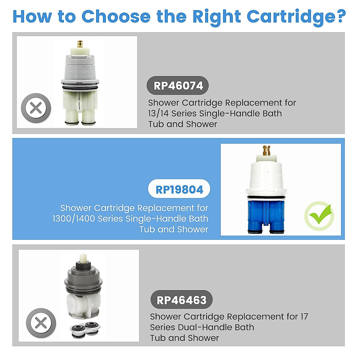 RP19804 Shower Cartridge Compatible with Delta Faucet 1300/1400 Series Tub and Shower Valves, RP19804 Cartridge Replacement Fits Select Monitor Valves 1993-2007 (2 PCS)