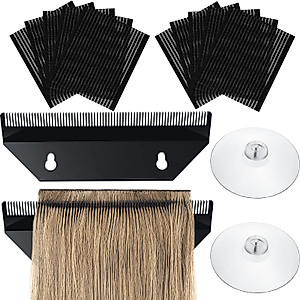 Hair Extension Holder and 10 Hair Pad Set, Acrylic Hair Extension Hanger Lightweight Portable Hair Color Rack Wig Storage Hair Stands for Extensions Display Tool Hair Weft Weave Styling Coloring Wash