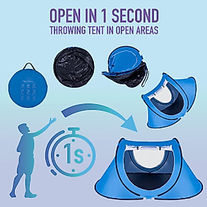 Zento Best Pop Up Beach Tent TA17 - Tent Pop Up Automatic Instant Portable Cabana – Camping Easy Set Up Windproof, Waterproof, Canopy - 3-4 Person Sunshade Shelter with UV Protection and Carry Bag