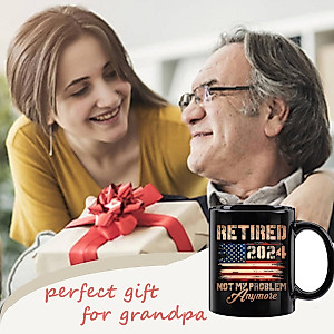 Quimom Retirement Gifts for Men, Retired 2024 Not My Problem Anymore Mug, Funny Farewell Gifts for Coworkers Dad Boss, Unique Retired Mug Gift Ideas,Happy Retirement Gifts 11oz, Gag Office Gifts