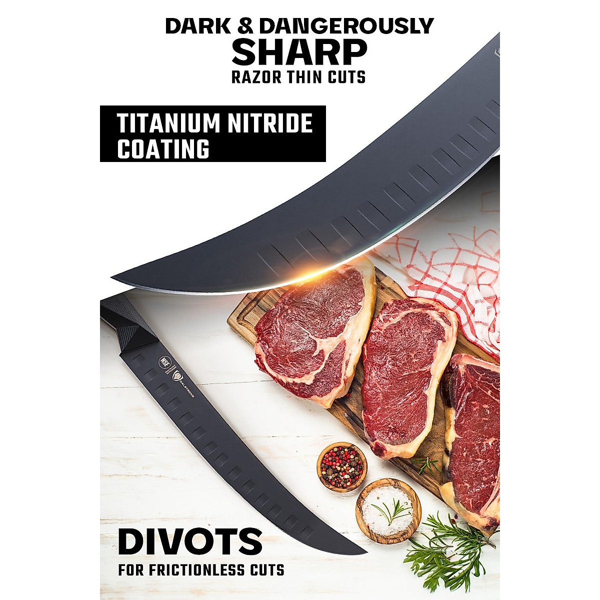 Dalstrong Butcher Knife - 10 inch - Shadow Black Series - Black Titanium Nitride Coated - High Carbon 7CR17MOV-X Vacuum Treated Steel - Breaking Kitchen Knife - Sheath - Slicing Knife - NSF Certified