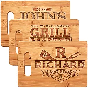 Gifts For Dad, Personalized Cutting Board, Grill Master, Gifts For Men | 9 Designs - 6 Wood Styles | Birthday Gifts, Dad Gifts from Daughter, Kids, Husband, Grandpa, Fathers Day Gift, Housewarming