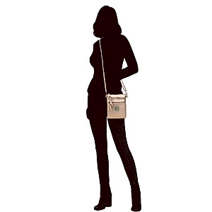 Solene Women's Faux Leather Organizer Multi Zipper Pockets With Detachable Wristlet Crossbody Bag -WU002L (Rose Gold-1)