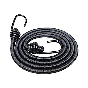 SGT KNOTS - Bungee Cord with Hooks | Marine Grade Shock Cord with 2 Hooks - Heavy Duty Elastic Cord - Bunjie Cords Strap - Bungees for Tie Downs, Camping, & Cars (24 in - Black, 4Pack)