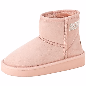 bebe Girls' Winter Boots - Faux Shearling Ankle Booties - Platform Short Boots for Girls - Fuzzy Fashion Boots (11-4), Size 4 Big Kid, Blush