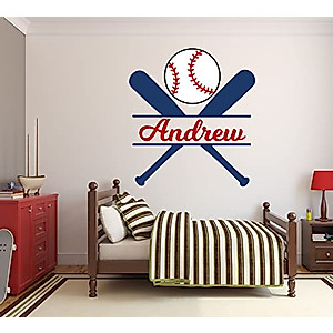 Baseball Wall Decals - Custom Name Decal - Wall Decor for Boys Room - Personalized Baseball Bat Wall Decal - Sport Wall Art Kids Bedroom Decor