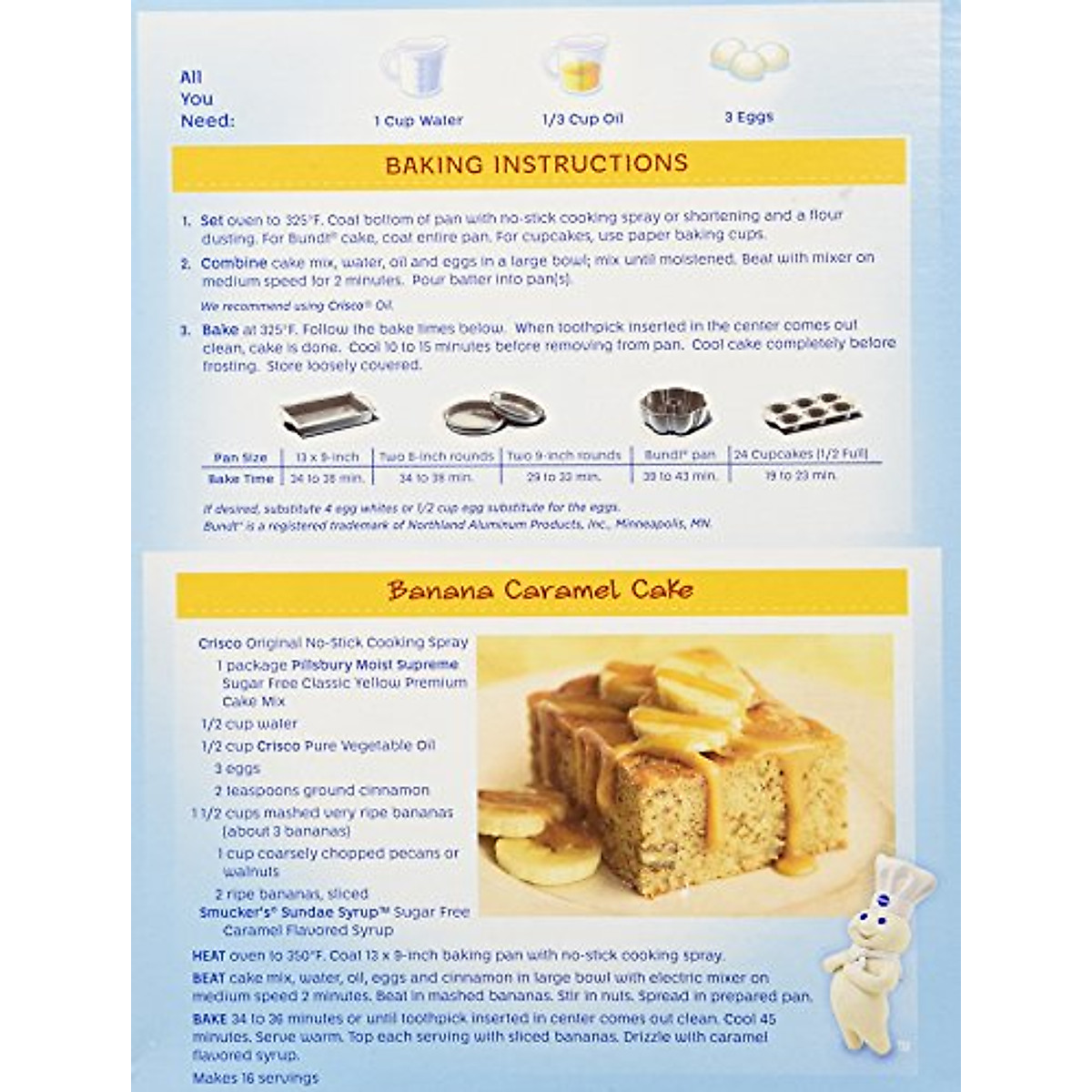 Pillsbury Moist Supreme Sugar Free Classic Yellow Cake Mix, 16 Ounce (Pack of 6)