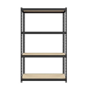 Space Solutions 1000 Riveted Steel Shelving 4-Shelf Unit, 12D x 30W x 48H, Black