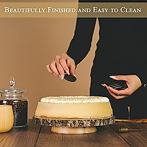 Hanson and Bennett Wooden Rustic Cake Stand - Beautiful and Natural Rustic Wedding Cake Stand - Smooth, Finished Wood Cake Stand Rustic Slab - Stunning Wood Slice Cake Stand for Wedding Reception