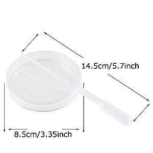 MEETOOT 10pcs Disposable Plastic Petri Dish 90x15mm with 5 2ml Thickened Plastic Transfer Pipettes for School Science Fair Project and Party