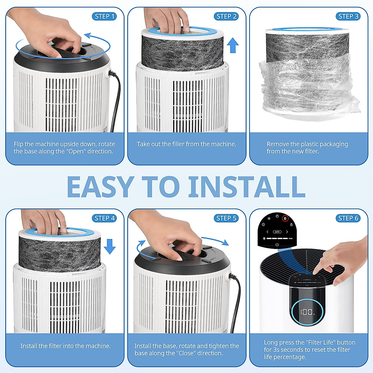 2 Pack HP102 Replacement HP152 Filter Compatible with Shark Air Purifier HP100, HP102PET, HP102PETBL, HP132, HC450, HC451, HC452, HC455, H13 True HEPA For 99.98% Particles Part # HE1FKPET, HE1FKBASMB