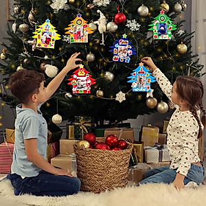 Kepeel 30 Packs Christmas DIY Picture Frames Craft Kit for Kids, Christmas Tree Photo Frames Ornaments for Xmas Winter Holiday Decorations Favor Art Gift Classroom School Home Activities