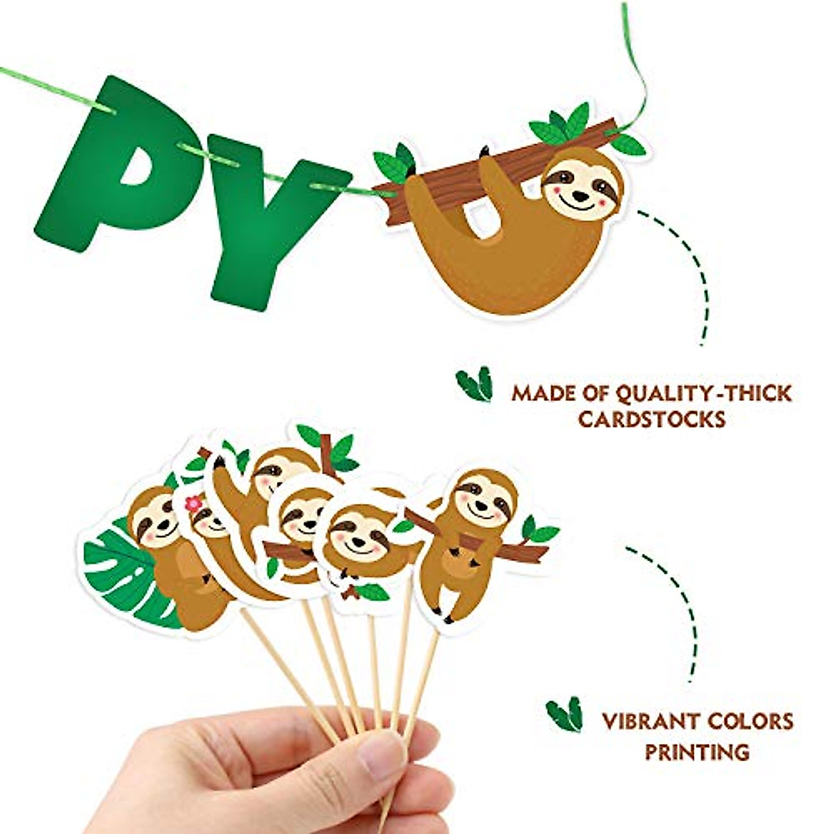 Mosailles Sloth Birthday Party Decorations Set Sloth Cupcake Toppers Sloth Cake Topper Decoration for Zootopia Baby Shower Cake Smash 1st Birthday Party Supplies