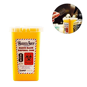 Minkissy Blade Dispenser Case Razor Blade Disposal Case Barber Shop Storage Bank Container for Used Razor Blades Yellow