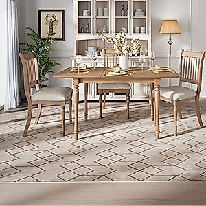 Giantex Set of 2 Wood Dining Chairs, Upholstered Farmhouse Dining Chairs with Rubber Wood Legs, Padded Cushion, High Back, Armless Wooden Dining Chairs for Kitchen, Dining Room, Brown