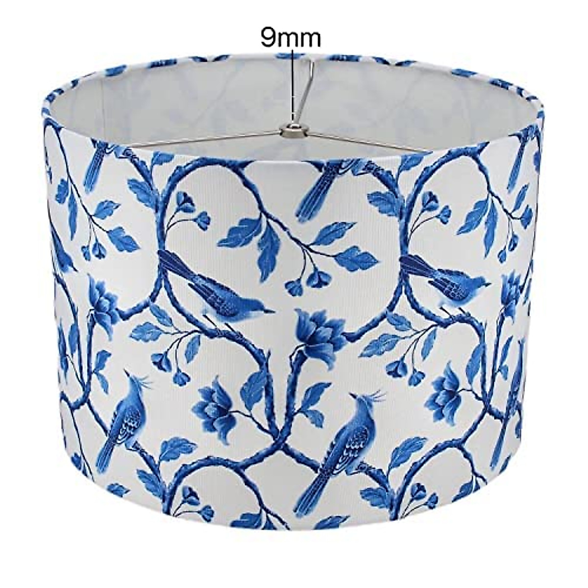 Tristan Home Premium Blue and White Floral Cylinder Drum Lamp Shade Spider Fitting 13x13x9 Inches