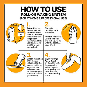 waxup Honey Roll On Wax 4 Pack and 200 Wax Strips, Before And After Waxing Skin Care Set, Hair Removal Waxing Kit.