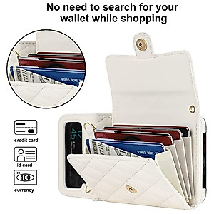 XNXCEVI Crossbody Wallet Case for Samsung Galaxy Z Flip 3 with RFID Blocking Card Slot, Magnetic Flip Case PU Leather Handbag with Detachable Lanyard and Kickstand for Galaxy Z Flip3 5G (White)