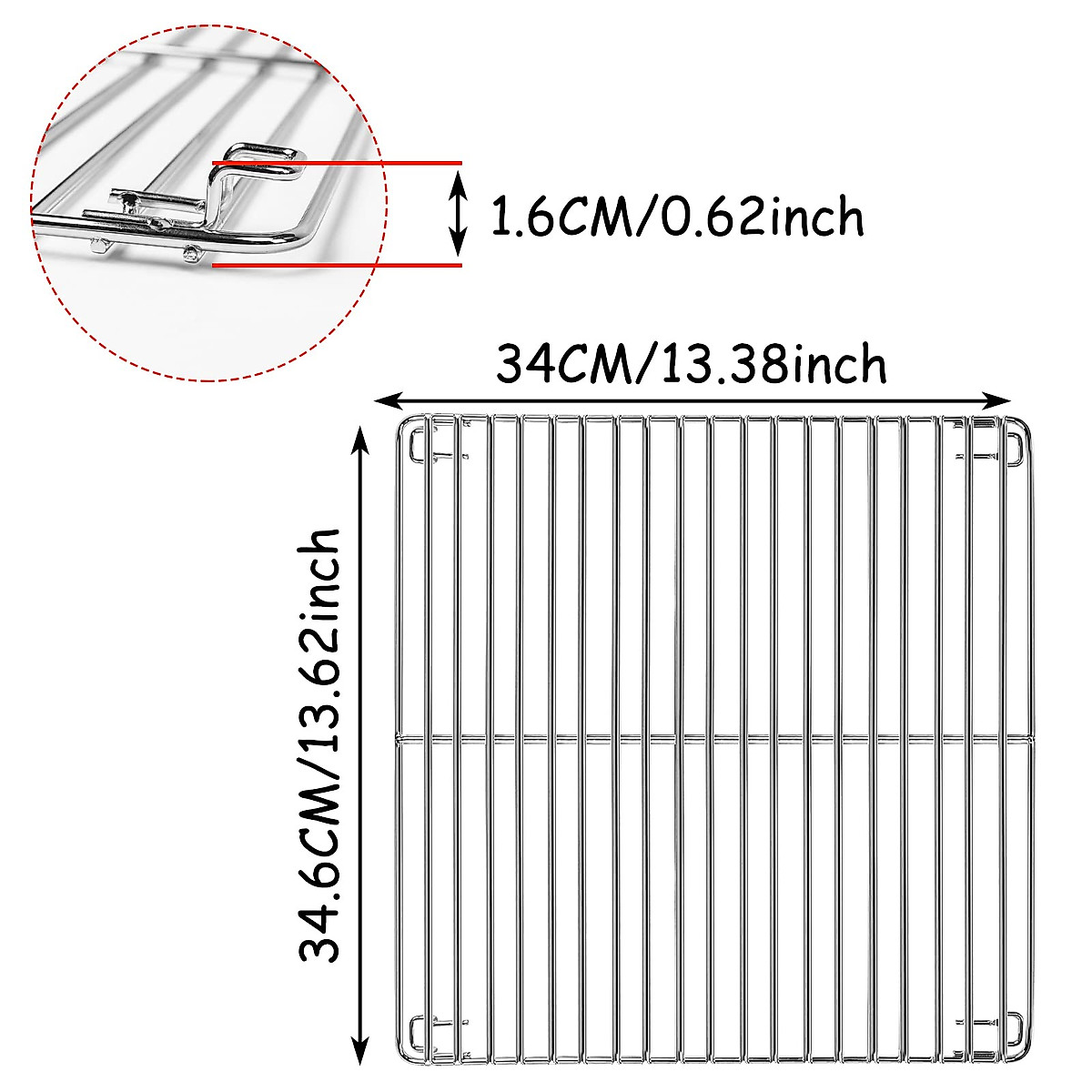 Hisencn Cooking Grate for Masterbuilt Smoker 30 Inch, 4 PCS 13.3" x 13.6" Smoking Racks for Masterbuilt Propane Smoker 20051311, MB20052318, Masterbuilt Pro Smoker MB26050412 with Cooking Rack Support