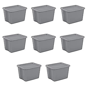 18 Gallon Storage Tote Box, Plastic Storage Bin Tote Organizing Container With Durable Lid, Stackable and Nestable Snap Lid Plastic Storage Bin, Set of 8