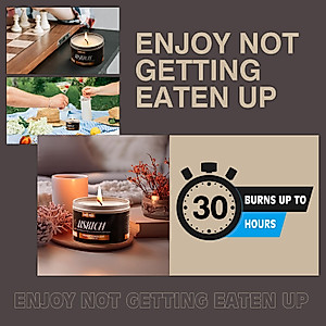 USKICH Mosquito Repellent Candle | Citronella Candle | DEET Free | Made with Plant Based Essential Oils and a Soy/Beeswax Blend for Outdoor, Camping | 30 Hours Burn Time | 6.4 oz | 4 Pack