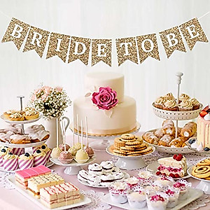 Pre-Strung Bride To Be Banner - NO DIY - Gold Glitter Bachelorette Bridal Party Banner - Pre-Strung Garland on 8 ft Strand - Gold Bachelorette Bridal Party Decorations & Decor. Did we mention no DIY?