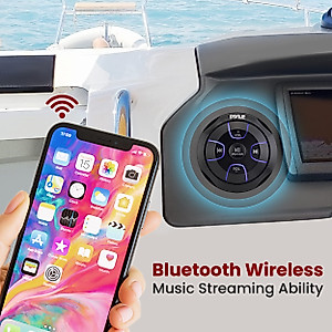 Pyle Waterproof Bluetooth Marine Amplifier Receiver - Weatherproof 2 Channel Wireless Amp for Stereo Speaker with 600 Watt Power, Wired RCA, AUX and MP3 Audio Input Cable - (Black)