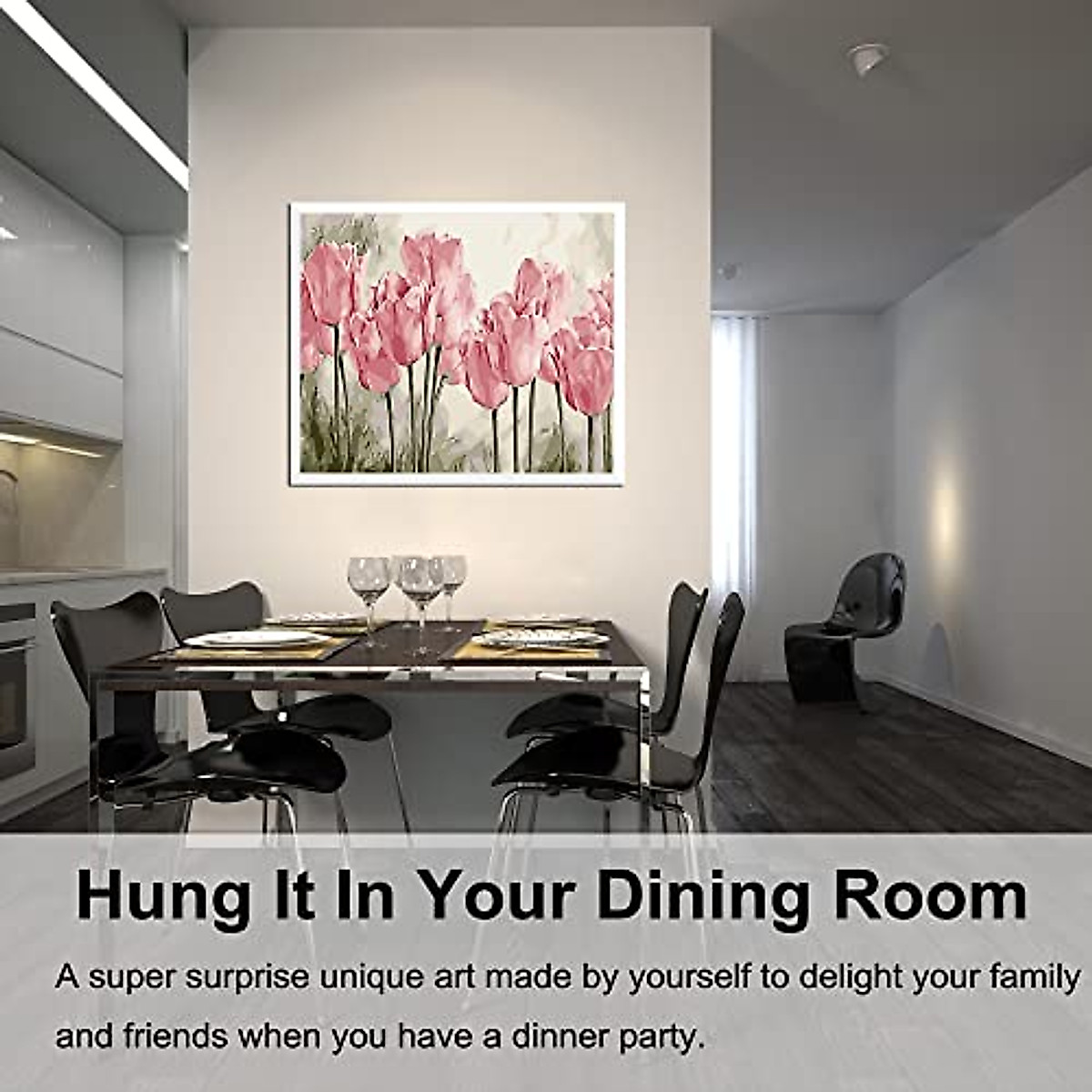 BAISITE Paint by Numbers for Adults Beginners and Kids,16" Wx20 L Canvas Pictures Drawing Paintwork with 4 Pcs Wooden Paintbrushes,Acrylic Pigment Poppy Flowers-BSC012