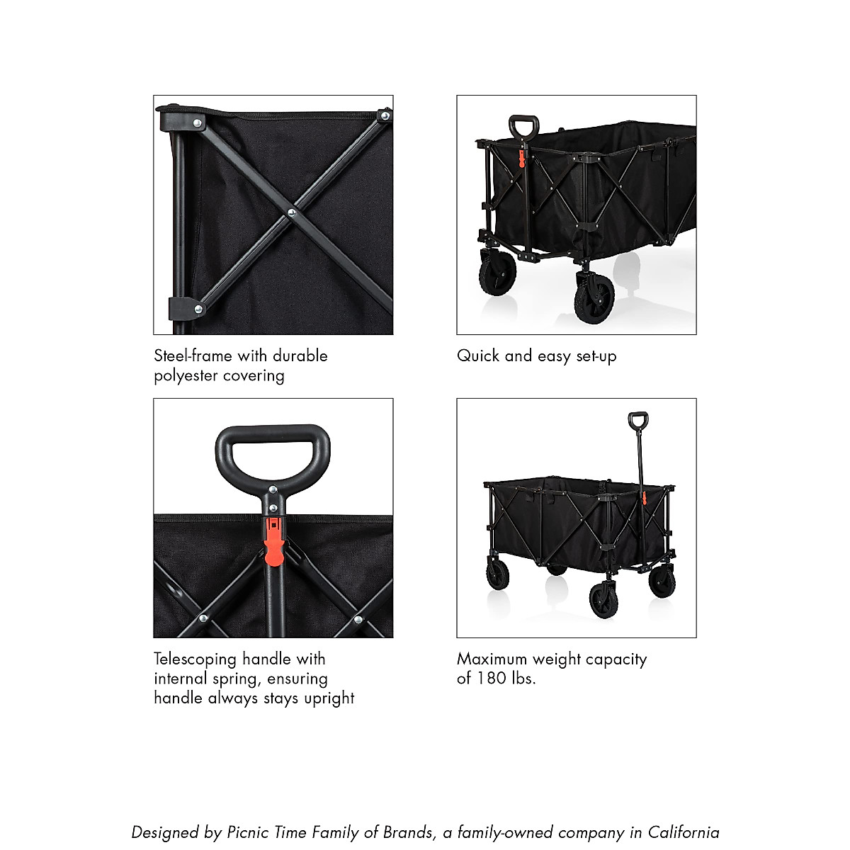 ONIVA - a Picnic Time Brand Adventure Folding, Beach, & Sport Utility Wagon XL, Black