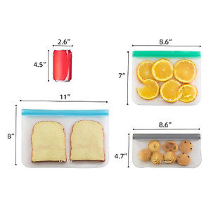 LeMuna 12 Pack Reusable Food Storage Bags, BPA Free Reusable Freezer Bags, PEVA Leakproof (4 Gallon Freezer Bags, 4 Reusable Sandwich Bag, 4 Reusable Snack Bags)