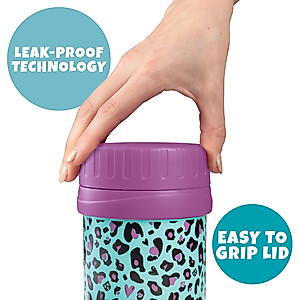 Bentology Stainless Steel Insulated 13oz Lunch Jar Thermos for Kids-Cheetah-Large Leak-Proof Storage for Hot or Cold Food, Soups, Liquids with Wide Mouth- BPA Free for Back to School Lunch Boxes, Bags