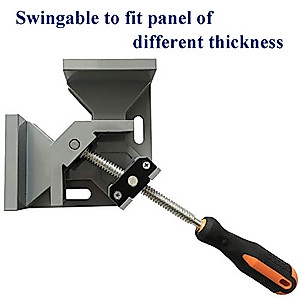 C CASIMR 90 Degree Corner Clamp, Single Handle Loaded Right Angle Clamp, Adjustable Swing Jaw Woodworking Welding Clip Clamp Tool (Silver Gray)