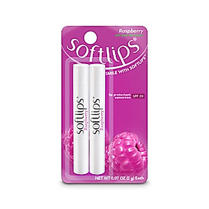 SoftLips Raspberry Lip Balm with SPF 20-2ct, 0.045 Count