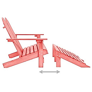 Tidyard 2-Seater Patio Adirondack Chair&Ottoman Fir Wood Pink Outdoor Fire Pit Chair Wooden Garden Armchair for Porch Pool Lawn Deck Backyard Balcony Outdoor