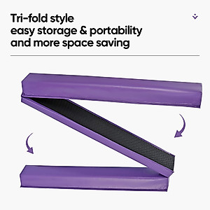 ZENY 9ft Folding Gymnastics Balance Beam Low Floor Balance Beam Bar with Anti-slip Base Extra Firm Foam Walking Beams Home Balance Training Gymnastics Equipment