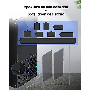 Dust Filter Cover for Xbox Series X, AOLION Xbox Series X Accessories, 21PCS Xbox Accessories with 1 Top Dust Filter Cover, 2 Holders, 2 Back Dust Filter Covers, 8 Silicone Plugs and 8 Thumb Grip Caps