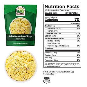 Freeze Dried Whole Powdered Eggs 10-Bag Bucket, 63.5 Oz | Premium Emergency Food Supply 25 Year Shelf Life | Non-GMO Prepper Supplies, Survival Food, Off Grid Living Supplies | Valley Food Storage