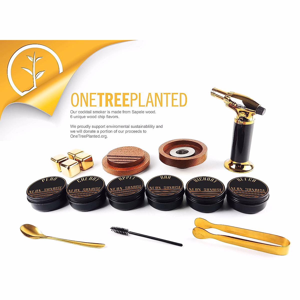 Cocktail Smoker Kit with Torch | 6 Flavors Wood Chips | Bourbon, Whiskey Smoker Infuser Kit, Old Fashioned Drink Smoker Kit, Birthday Bourbon Whiskey Gifts for Men, Dad, Husband