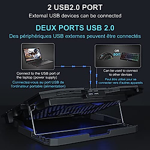 TopMate C5 12-15.6 inch Gaming Laptop Cooler Cooling Pad | 5 Quiet Fans and LCD Screen | 2500RPM Strong Wind Designed for Gamers and Office