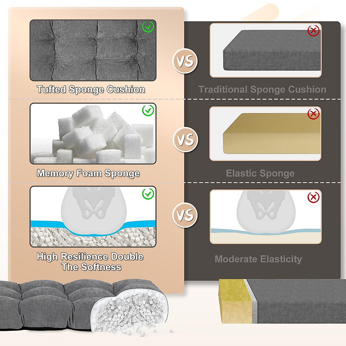 FINDEN Tufted Bench Cushion 36 inch - Non-Slip Bottom, Long Cushion for Window Patio Piano Storge Garden Indoor/Outdoor Furniture Seat, (36x14x4), Red