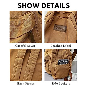 JHTPSLR Dark Academia Aesthetic Backpack Canvas Backpack Vintage Aesthetic Backpack Laptop Backpack Book Bags Casual Daypack (Dark Green)