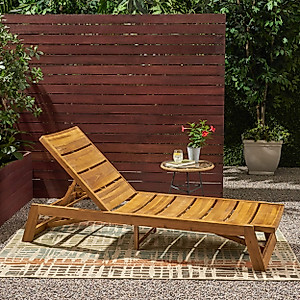 GDFStudio Outdoor Wood and Iron Chaise Lounge, and Yellow