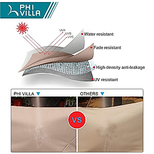 PHI VILLA 7 Piece Outdoor Dining Set with Umbrella, Patio Furniture Dining Set with Foldable Patio Chairs & Outdoor Table for Yard & Garden