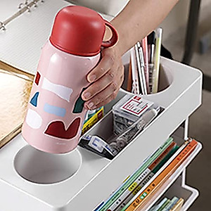 Movable Bookshelf, Rolling Utility Cart Multifunctional Storage Trolley, Multilayer Capacity Bookshelves Organizer, Rotatable Removable Plastic Rolling Organization Shelf