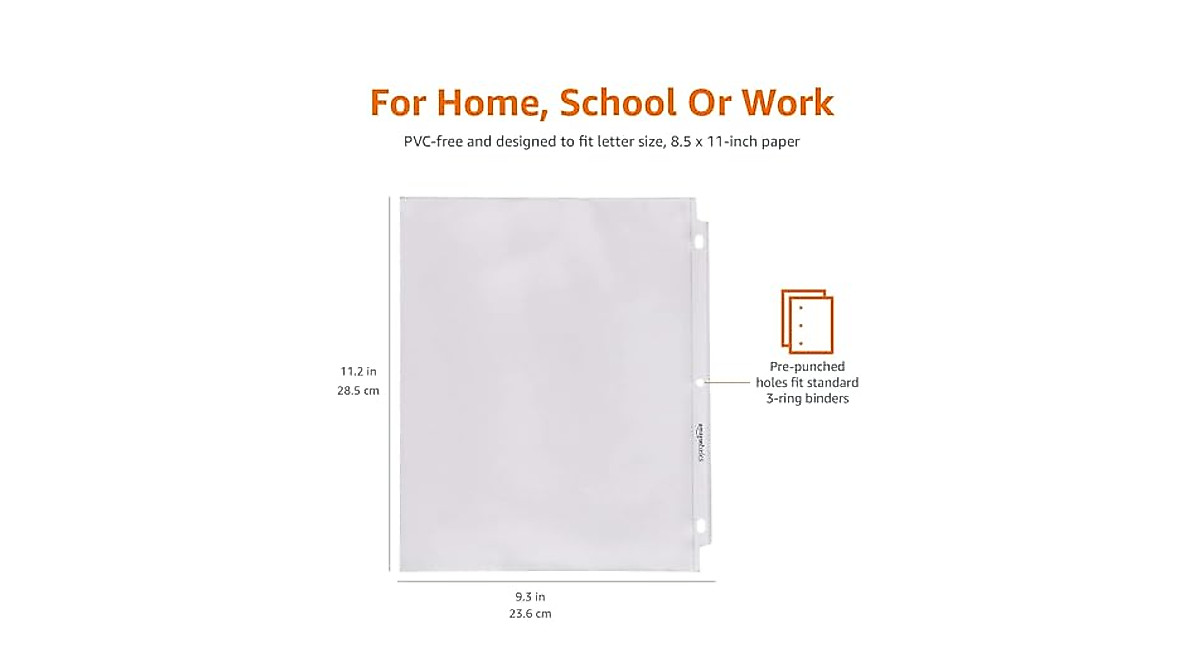 Amazon Basics Heavy Duty Sheet Protectors - 100 Pack Clear